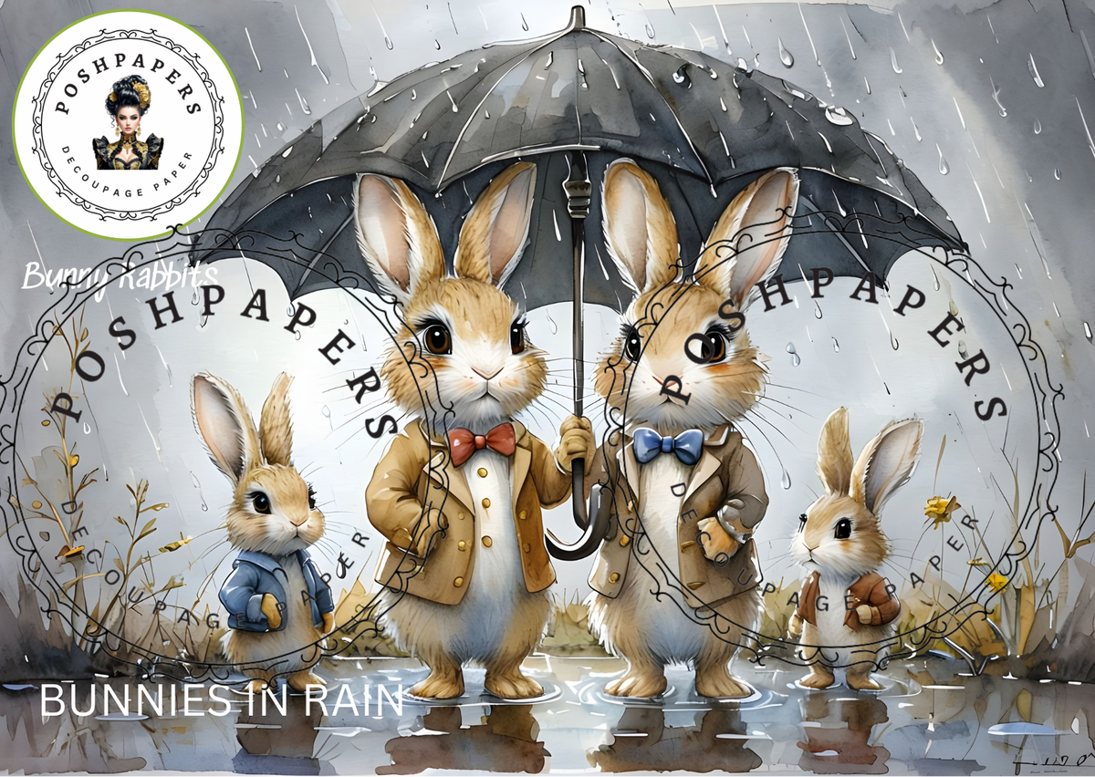 Posh Papers - BUNNIES IN THE RAIN – Le Belle Maison